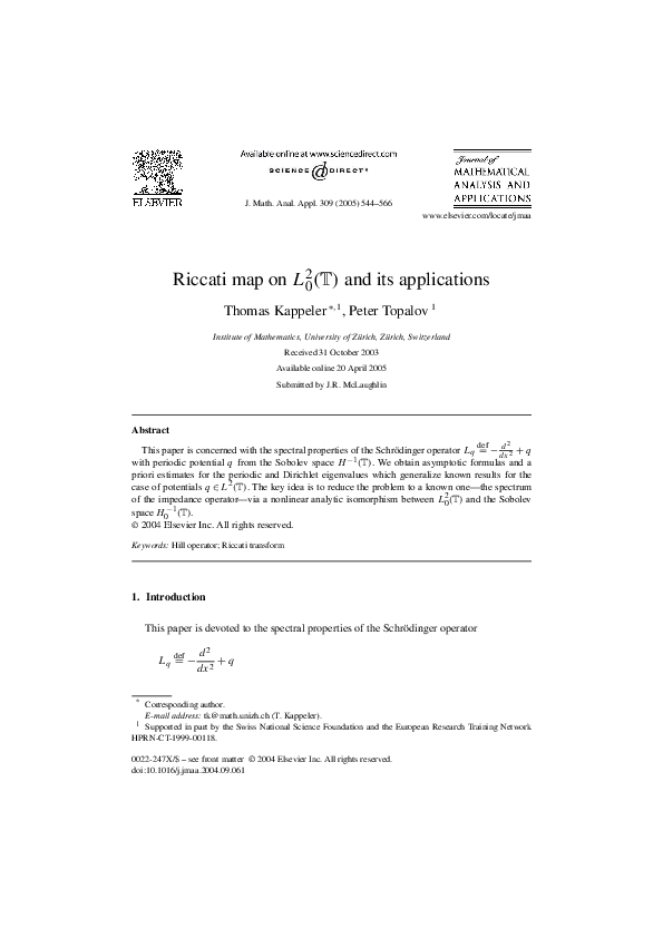 (PDF) Riccati map on and its applications | Peter Topalov - Academia.edu