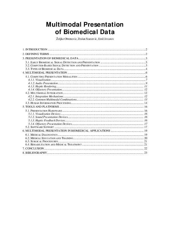 (PDF) Multimodal presentation of biomedical data