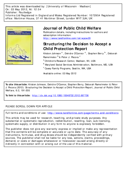 (PDF) Structuring the Decision to Accept a Child Protection Report