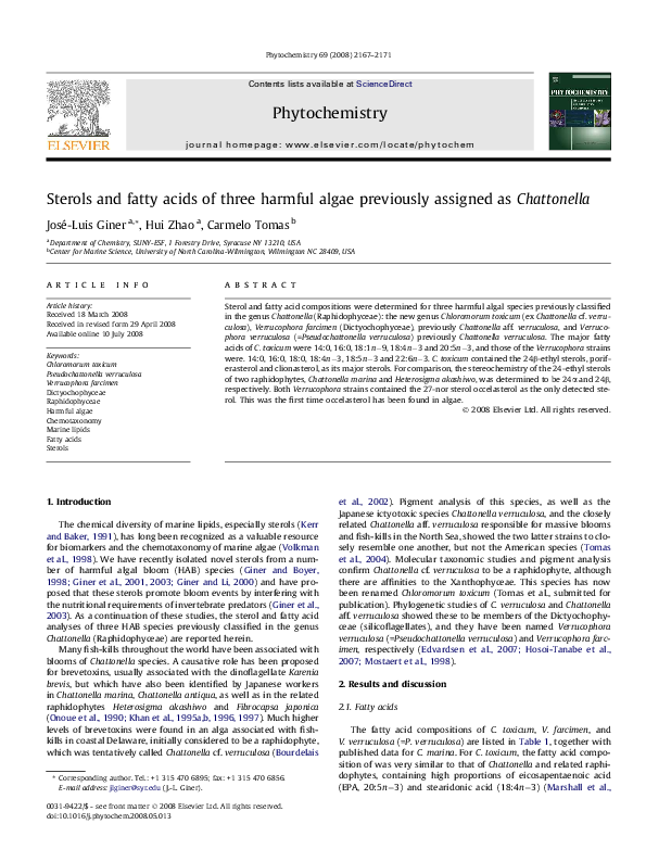 (PDF) Sterols and fatty acids of three harmful algae previously ...