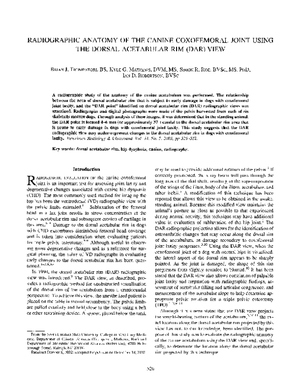 (PDF) RADIOGRAPHIC ANATOMY OF THE CANINE COXOFEMORAL JOINT USING THE ...