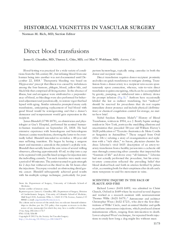 (PDF) Direct blood transfusions