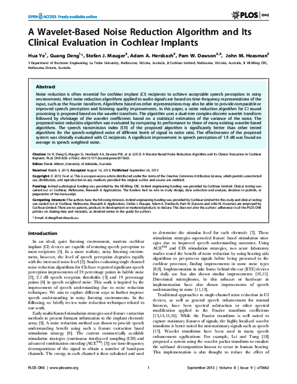 Pdf A Wavelet Based Noise Reduction Algorithm And Its Clinical