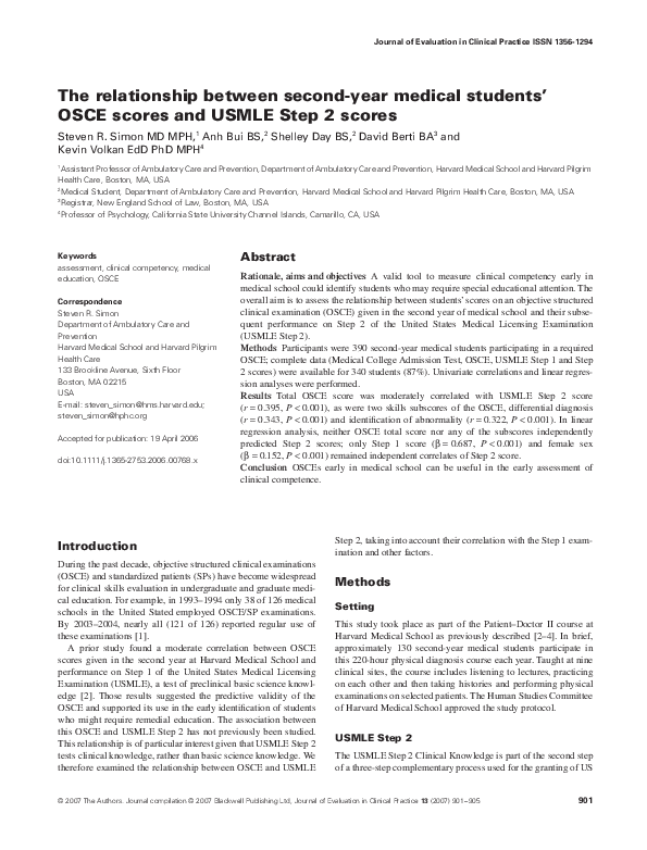 (PDF) The relationship between second-year medical students? OSCE ...