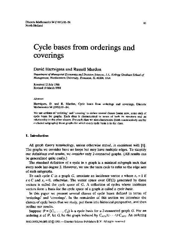 (PDF) Cycle bases from orderings and coverings