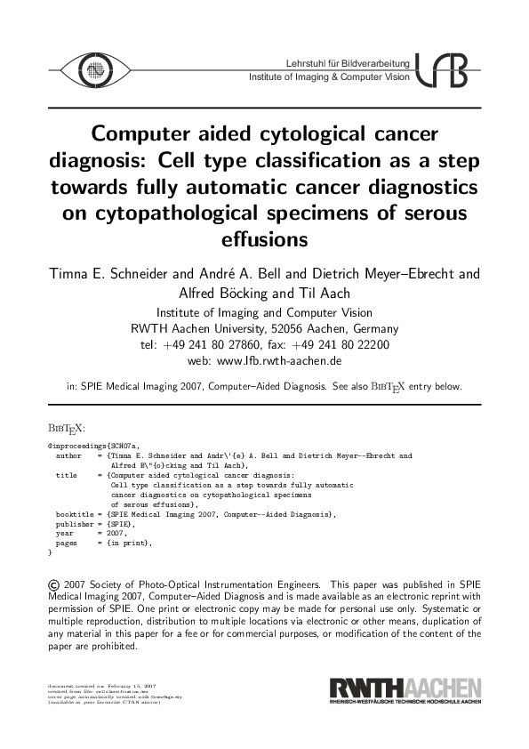 (PDF) Computer-aided cytological cancer diagnosis: cell type classification as a step towards ...