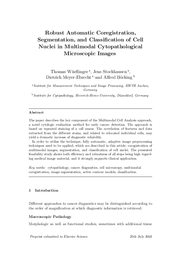 (PDF) Robust automatic coregistration, segmentation, and classification of cell nuclei in ...