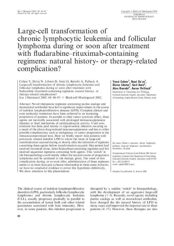 (PDF) Large-cell transformation of chronic lymphocytic leukemia and ...