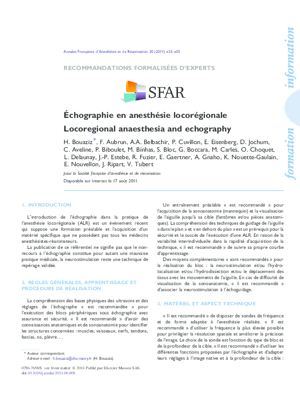 (PDF) Ultrasound-guided regional anesthesia