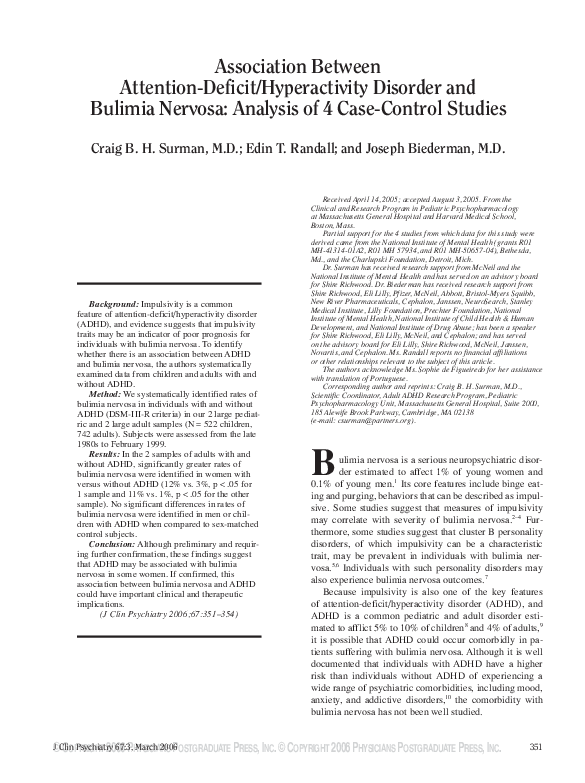 (PDF) Association Between Attention-Deficit/Hyperactivity Disorder in Adolescence and Substance ...