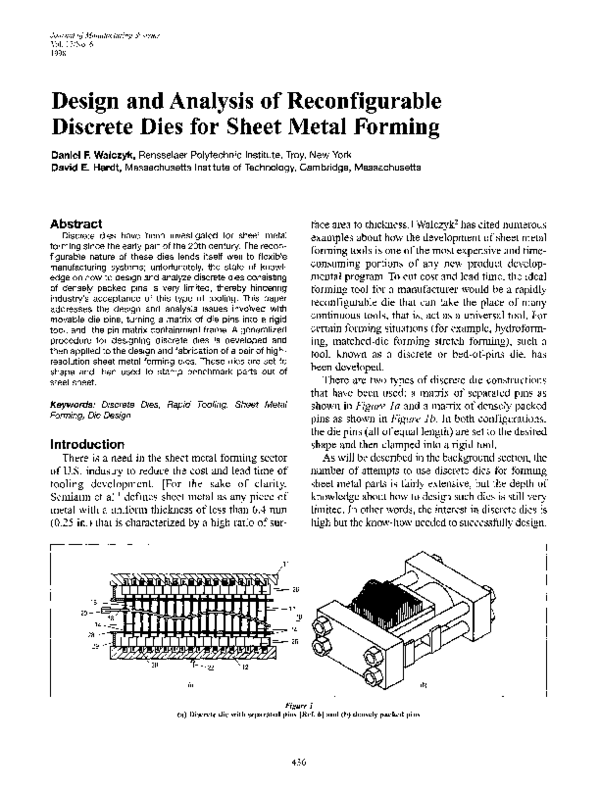 (PDF) Design and analysis of reconfigurable discrete dies for sheet ...