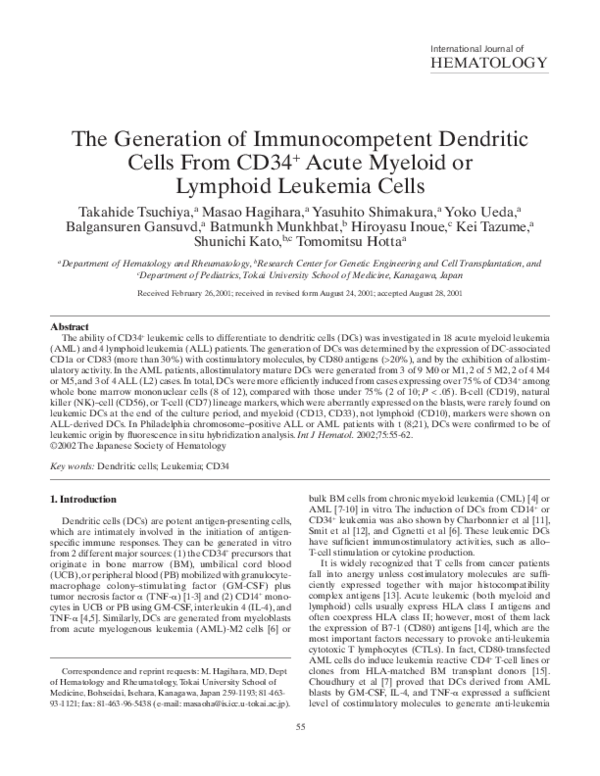 (PDF) The Generation of Immunocompetent Dendritic Cells From CD34 ...