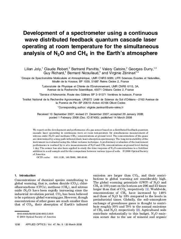 (PDF) Multi-Component Trace Gas Spectroscopy Using Dual-Wavelength Quantum Cascade Lasers | Béla ...