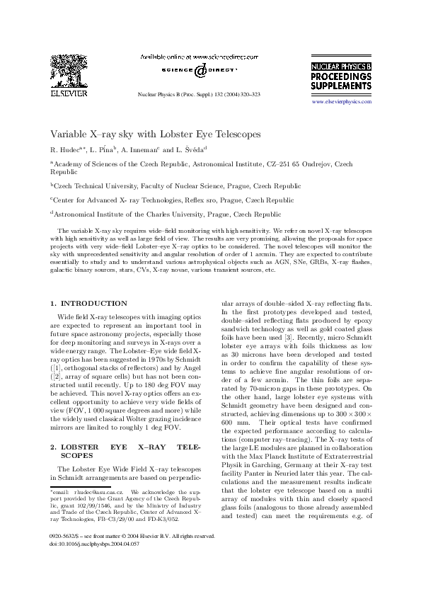 Pdf Variable X Ray Sky With Lobster Eye Telescopes
