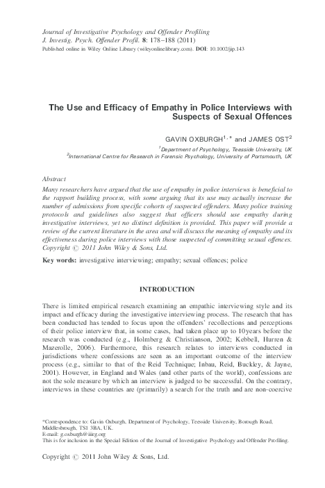 (PDF) The Use and Efficacy of Empathy in Police Interviews with ...