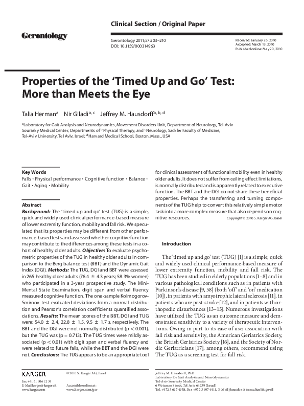 (PDF) P2.018 The Timed Up and Go test: more than meets the eye