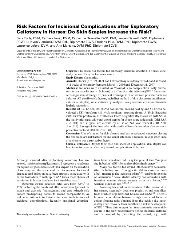 (PDF) Risk Factors for Incisional Complications after Exploratory ...