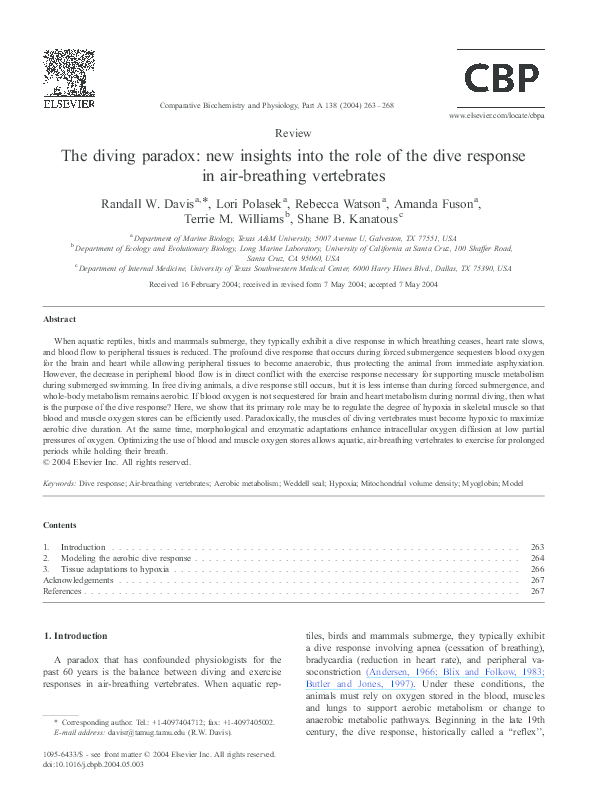 (PDF) The diving paradox: new insights into the role of the dive ...