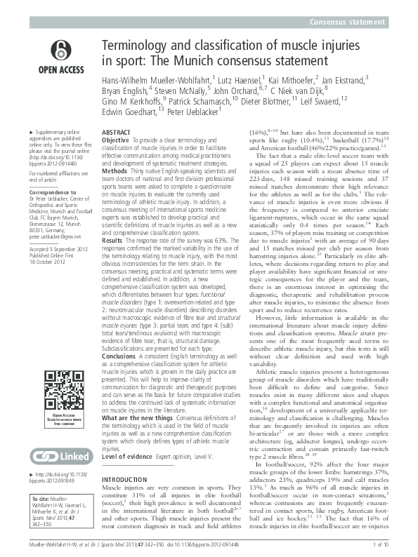 (PDF) Terminology and classification of muscle injuries in sport: The ...