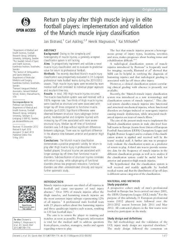 (PDF) Integrating New Ideas within the Methodology of Muscle Injury in ...