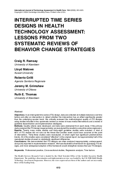 (PDF) Interrupted Time Series Designs in Health Technology Assessment ...