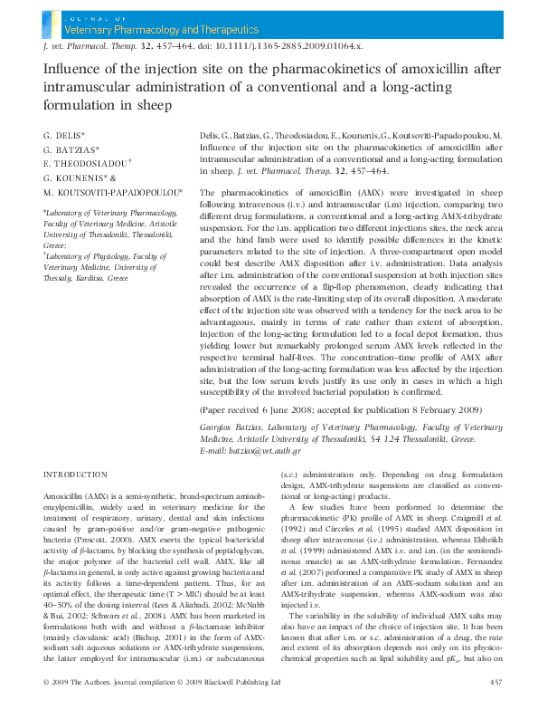 (PDF) Influence of the injection site on the pharmacokinetics of ...