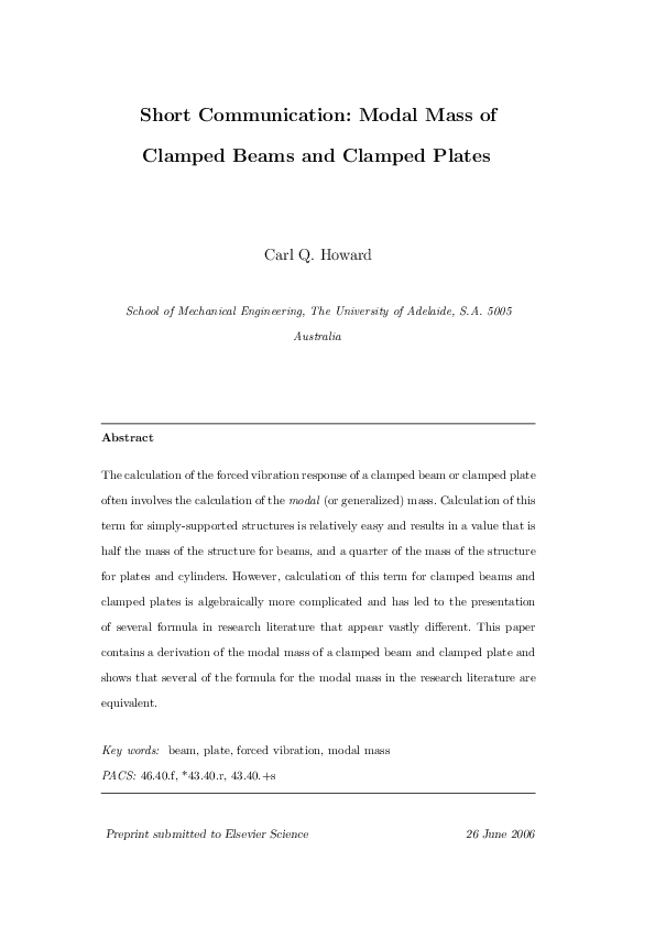 (PDF) Modal mass of clamped beams and clamped plates