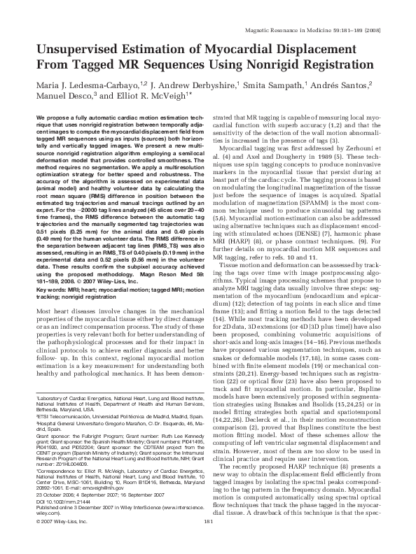 Pdf Fast Motion Tracking Of Tagged Mri Using Angle Preserving Meshless Registration Wajid 