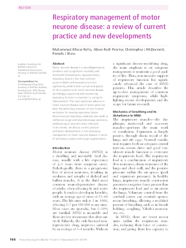 (PDF) Respiratory management of motor neurone disease: a review of ...