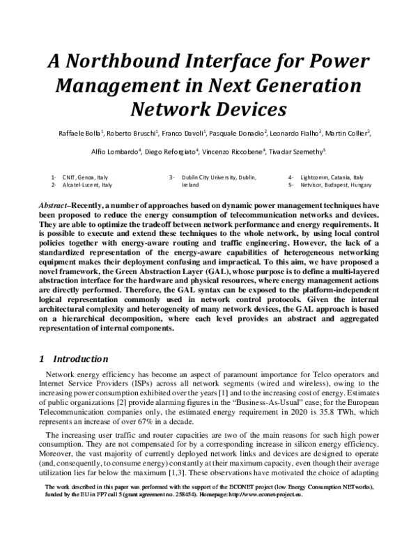 (PDF) A northbound interface for power management in next generation ...