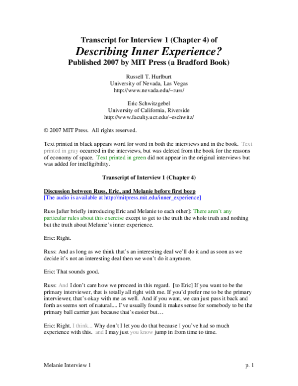 (PDF) Describing inner experience?