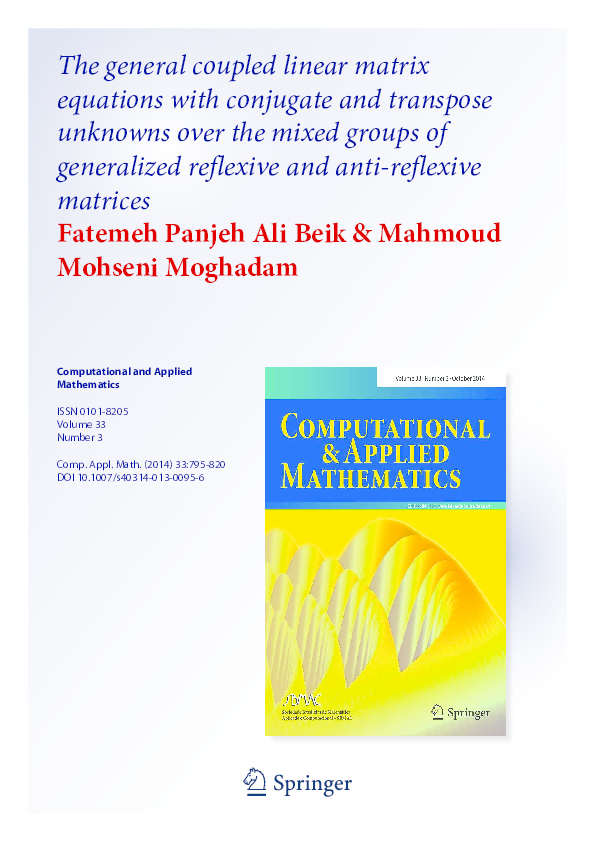 (PDF) The general coupled linear matrix equations with conjugate and ...