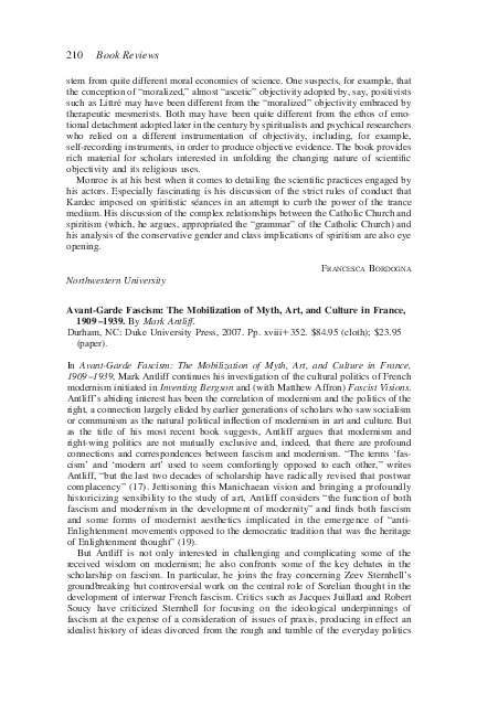 (PDF) [Review] Mark Antliff’s Avant-Garde Fascism: The Mobilization of ...