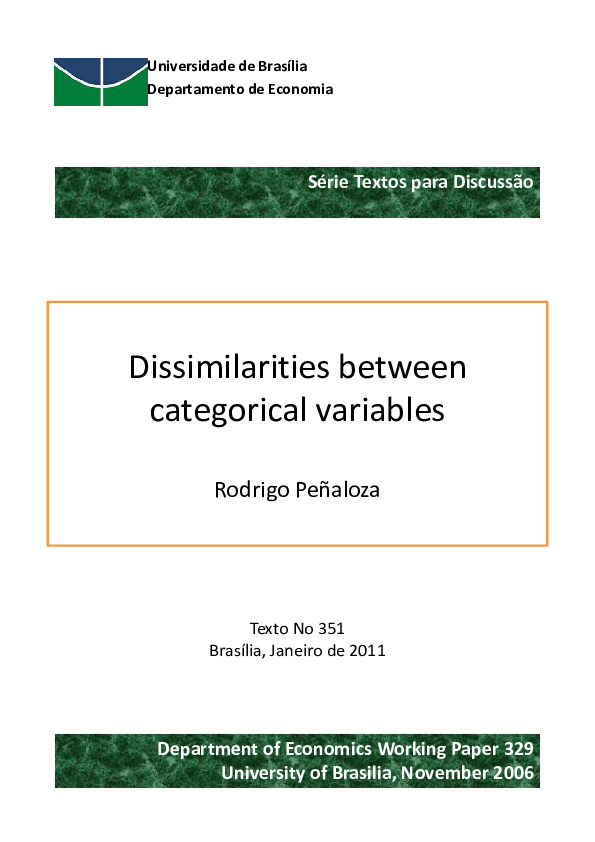 (PDF) Dissimilarities between categorical variables