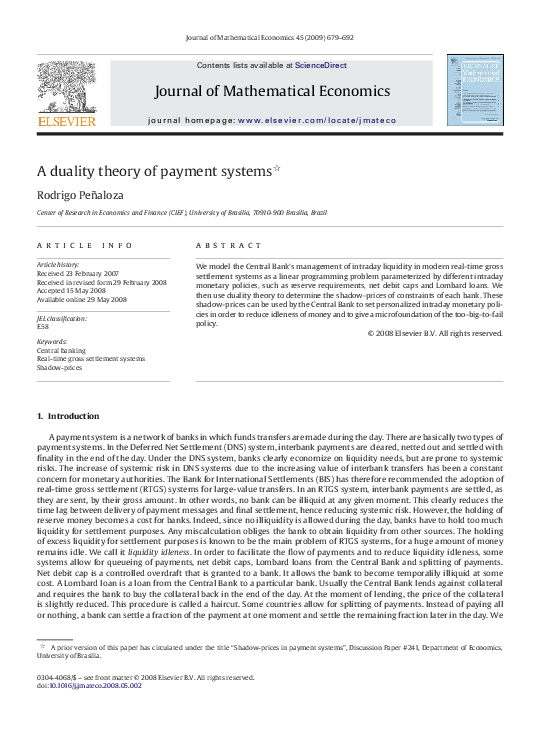 (PDF) A duality theory of payment systems