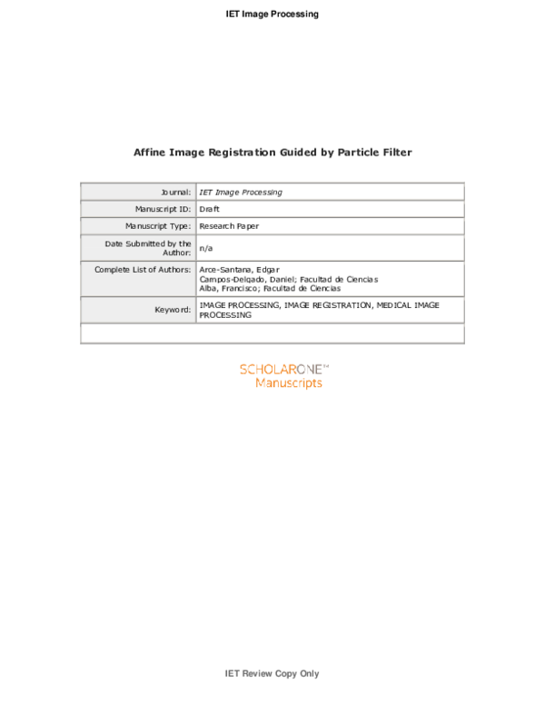 (PDF) Affine image registration guided by particle filter