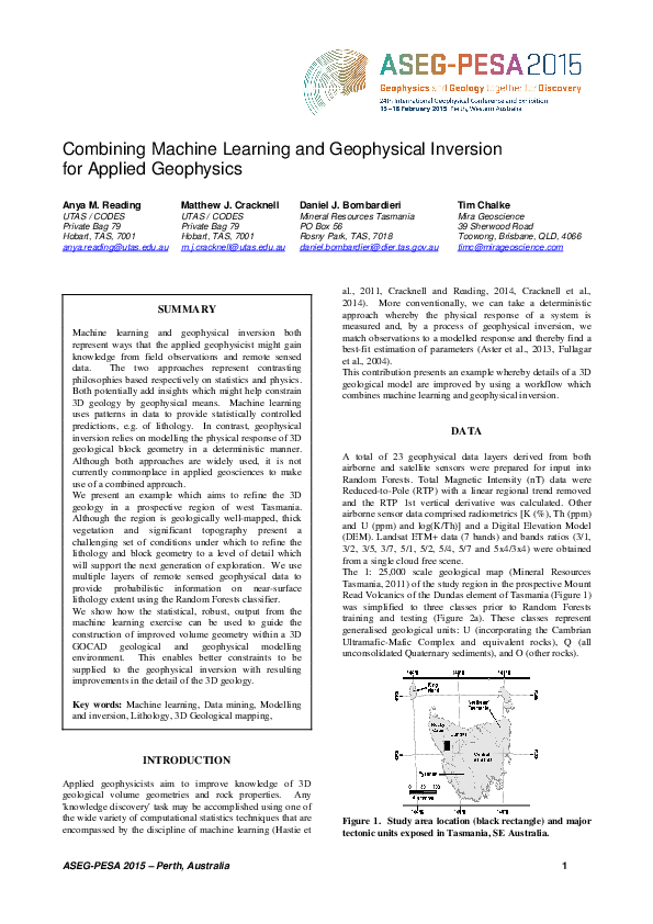 (PDF) Combining Machine Learning and Geophysical Inversion for Applied Geophysics