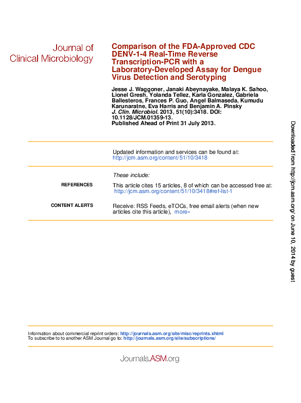 (PDF) Comparison of the FDA-Approved CDC DENV-1-4 Real-Time Reverse ...