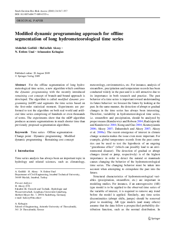 (PDF) Modified dynamic programming approach for offline segmentation of ...