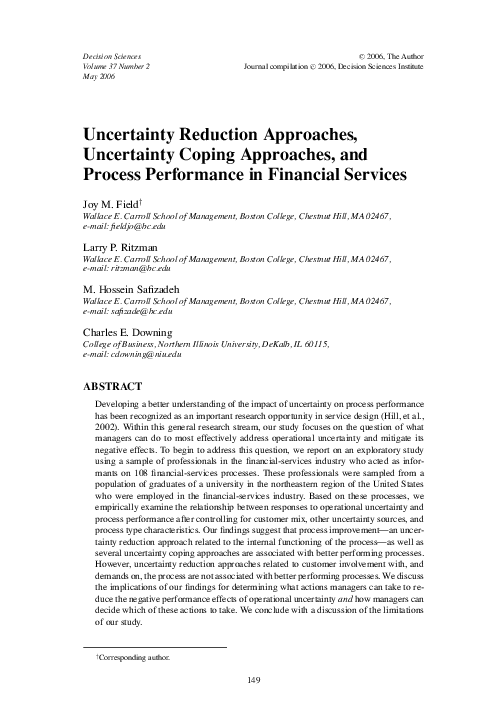 (PDF) Uncertainty Reduction Approaches, Uncertainty Coping Approaches ...