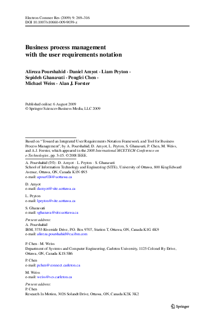 (PDF) Business process management with the user requirements notation