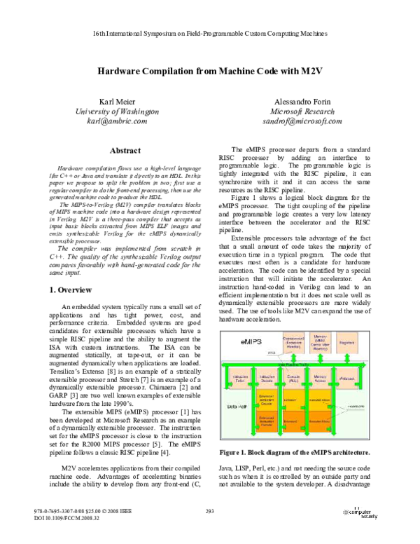 (PDF) Hardware Compilation from Machine Code with M2V