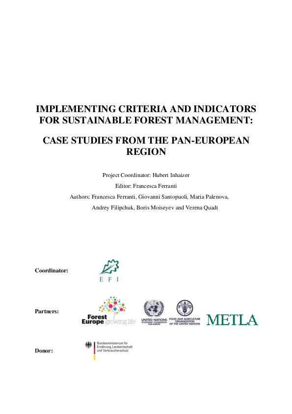 (PDF) Implementing Criteria and Indicators for Sustainable Forest ...
