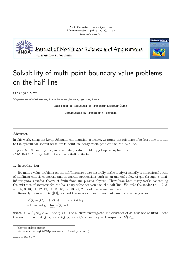 (PDF) Solvability of multi-point boundary value problems for multiple term Riemann–Liouville ...