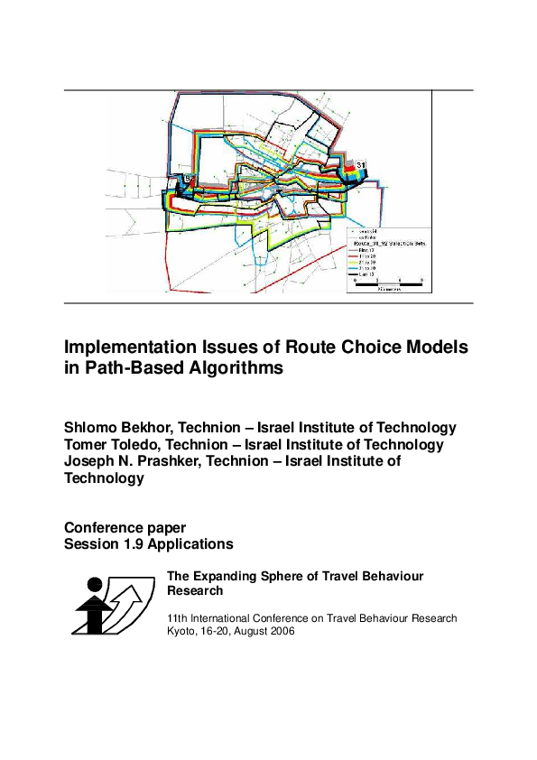 Pdf Implementation Issues Of Route Choice Models In Path Based Algorithms