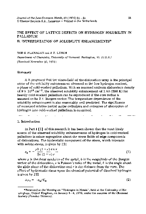 (PDF) The effect of lattice defects on hydrogen solubility in palladium