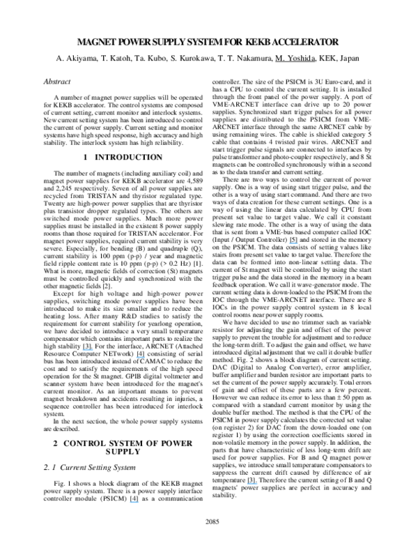 (PDF) Magnet power supply system for KEKB accelerator