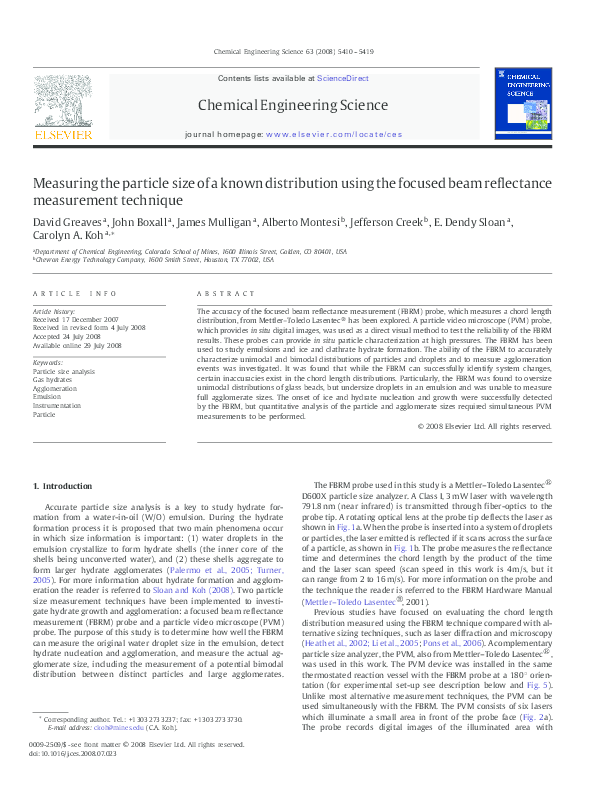 (PDF) Measuring the particle size of a known distribution using the ...
