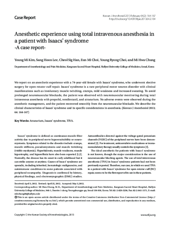 (PDF) Anesthetic experience using total intravenous anesthesia in a ...