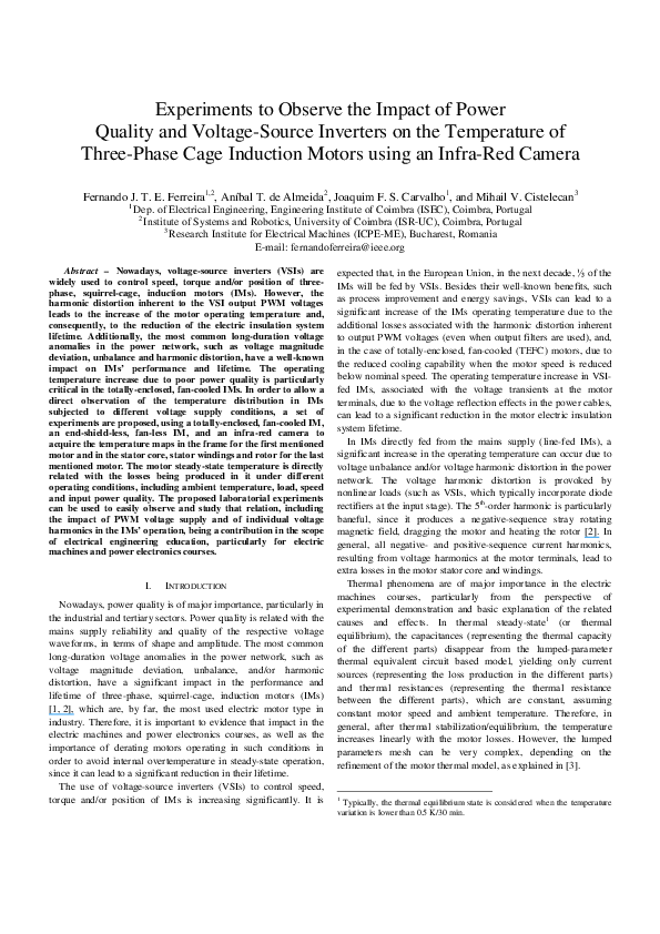 Pdf Experiments To Observe The Impact Of Power Quality And Voltage Source Inverters On The